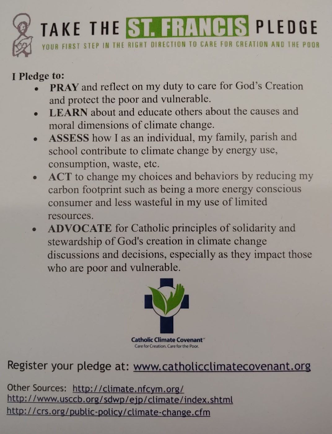 st francis pledge – What's Up at the Libraries